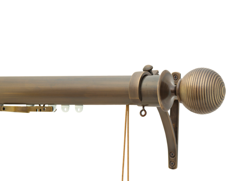 Antique Brass Corded Railway Curtain Pole | Brass Pole | Hunter & Hyland